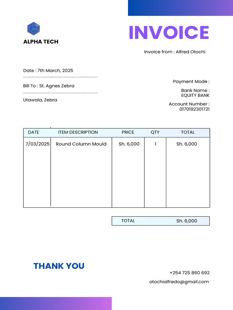 Invoice for Round Column Mould | PDF