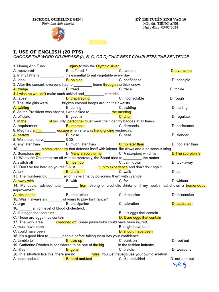 _[2SG GEN 4] ĐỀ THI THỬ VII - ANH CHUYÊN SỞ | PDF