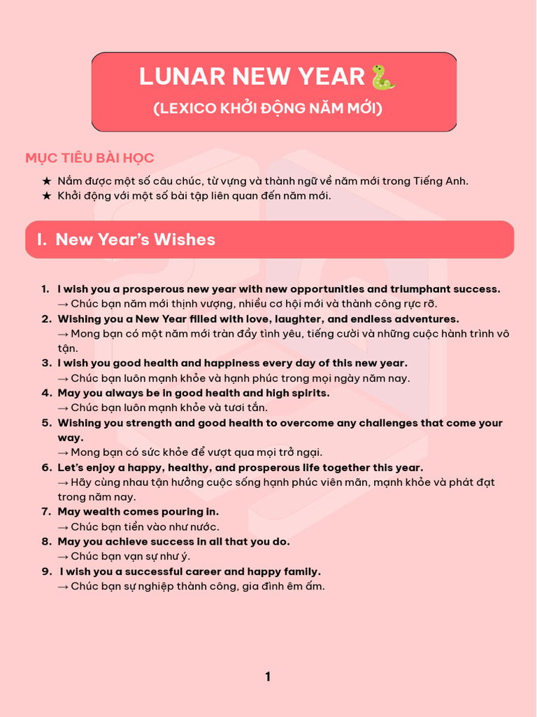[2SG GEN 5] NEW YEAR LEXICO (2) | PDF