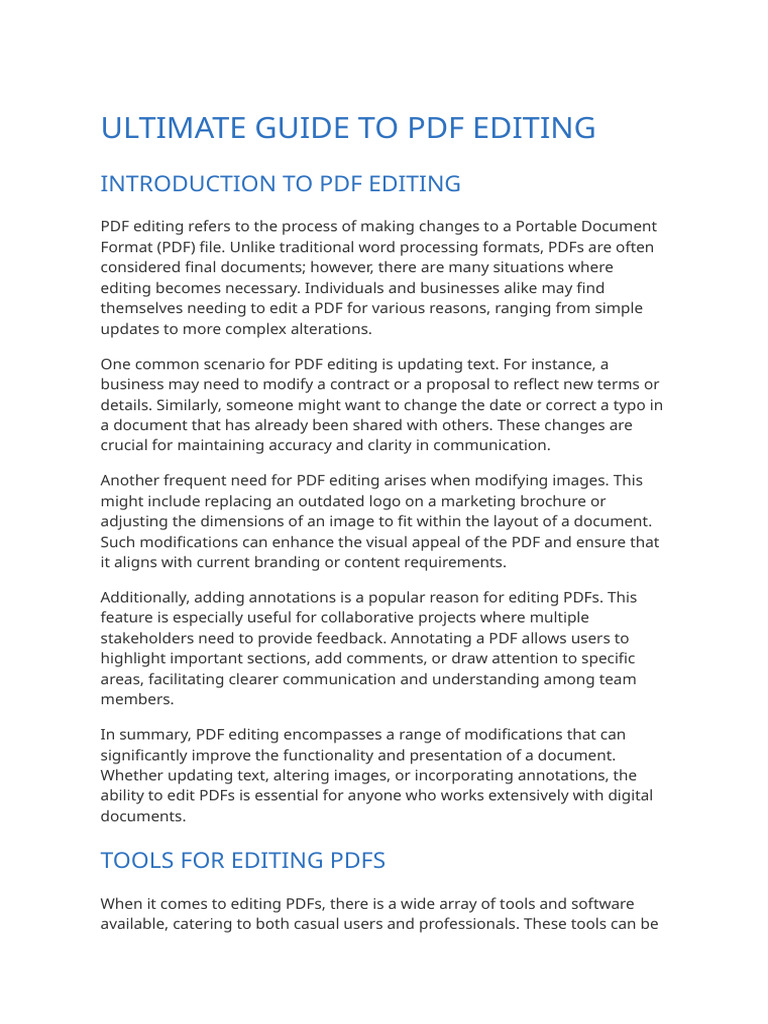Ultimate Guide To PDF Editing | PDF | Editing | Computing