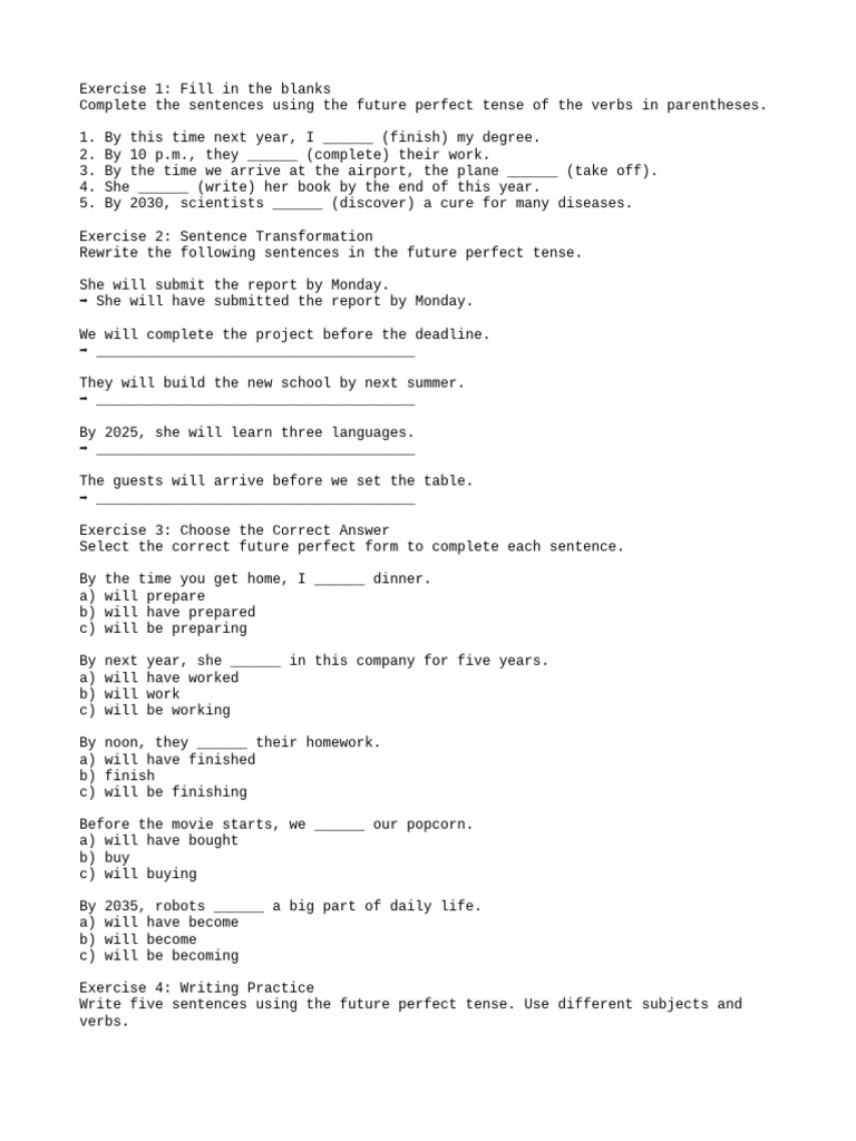 Exercise 1 Fill in The Blanks | PDF