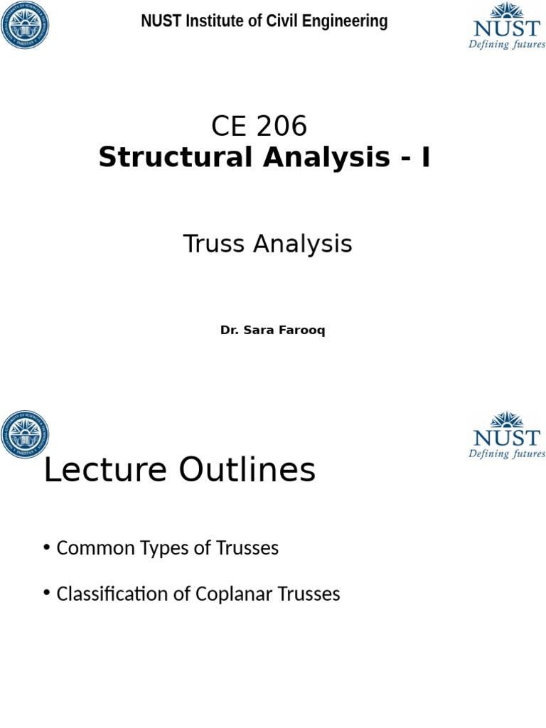 CE 206 Lec 2 Truss Analysis | PDF | Truss | Structural Engineering