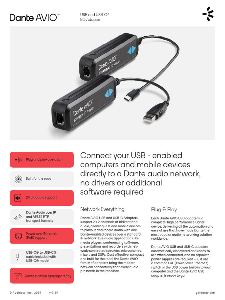 Dante - Avio Usb C - 0224 en | PDF | Usb | Physical Layer Protocols