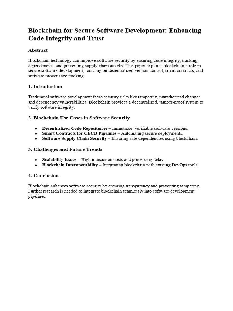 Blockchain for Secure Software Development | PDF Blockchain for Secure Software Development | PDF