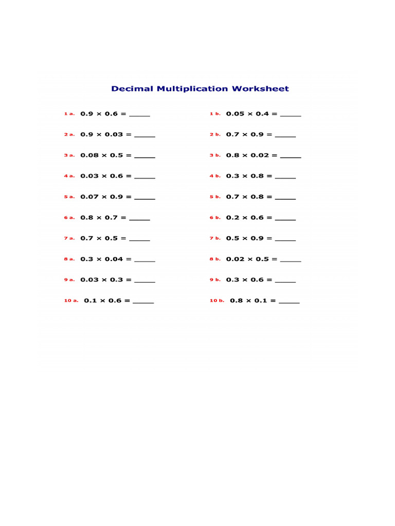 Decimal Multiplication and Division Worksheet - 124752.png | PDF