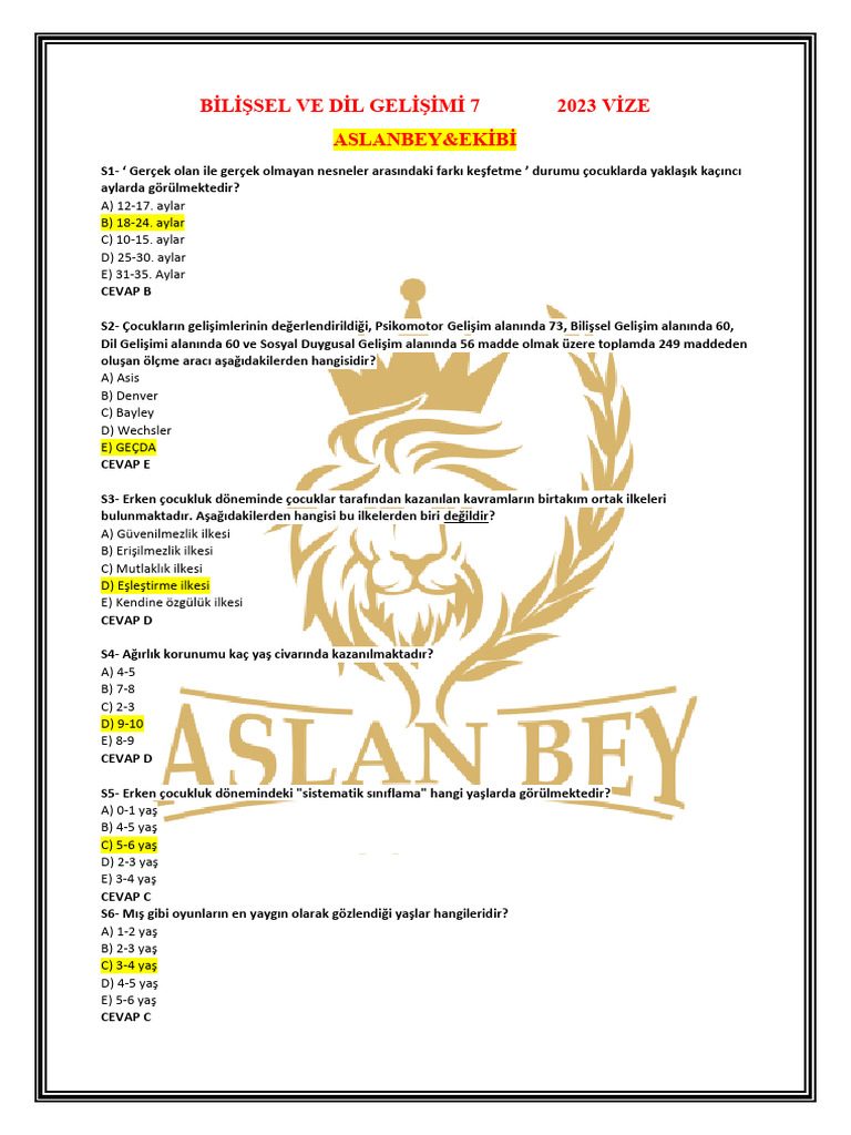 2 Sınıf Bahar Dönemi 2023 2022 2021 Vize Soruları Birleştirilmiş | PDF