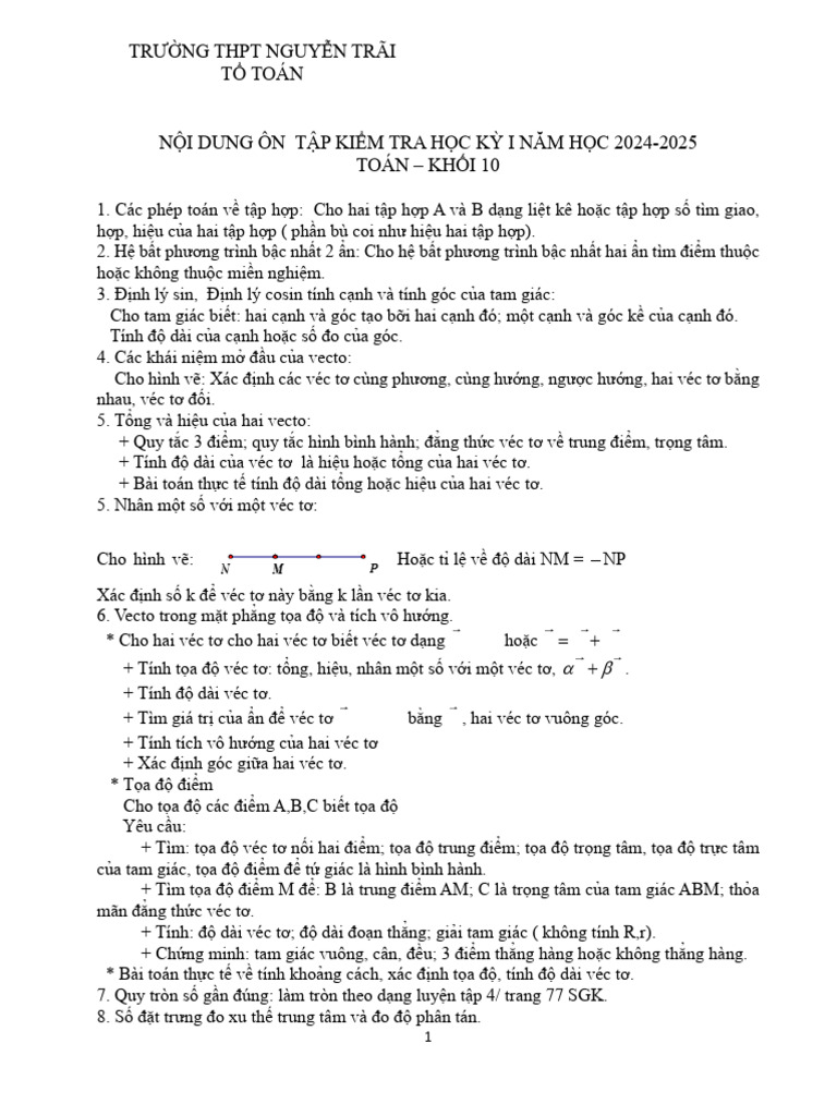 DE CUONG ON TAP KIEM TRA HKI MON TOAN NH 2024-2025 d0dd4 | PDF