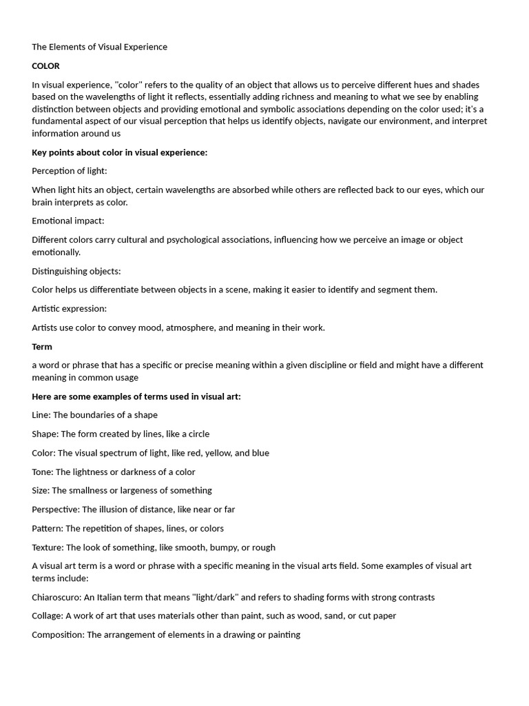 The Visualexperienceprincipleofarts5 | PDF | Composition (Visual Arts ...