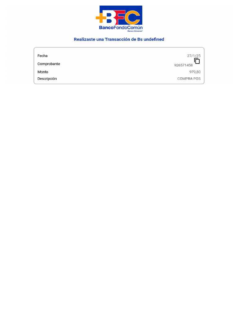 Banco Fondo Común C.A. - Información General | PDF
