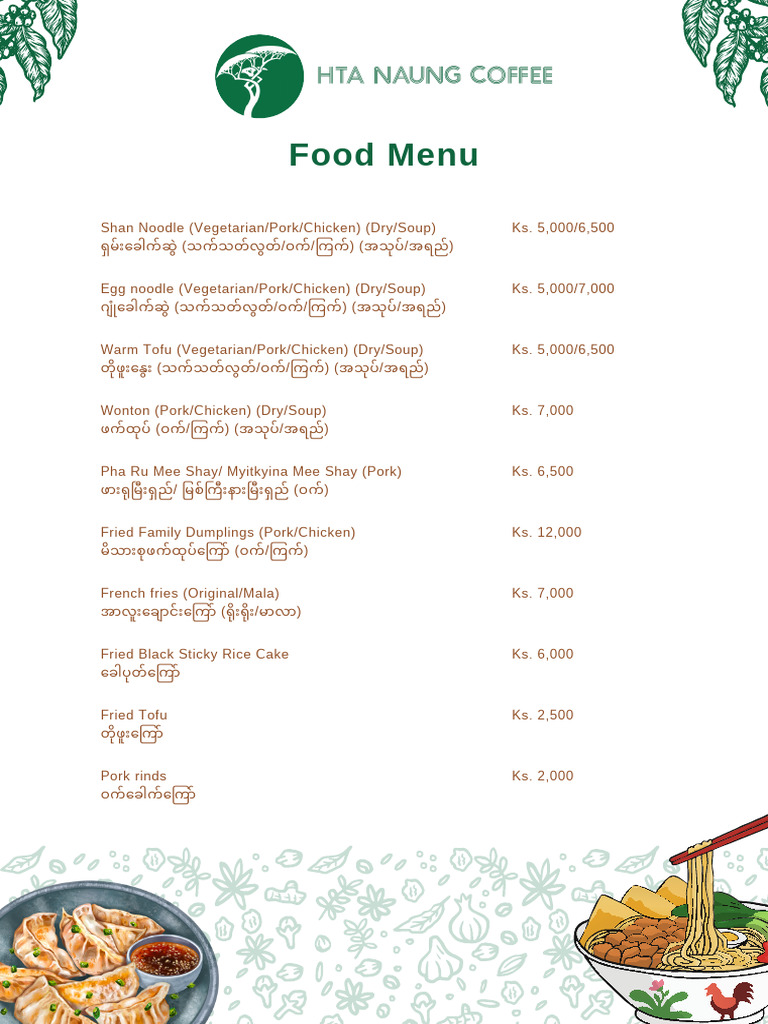 Hta Naung Menu - Foods 1 | PDF