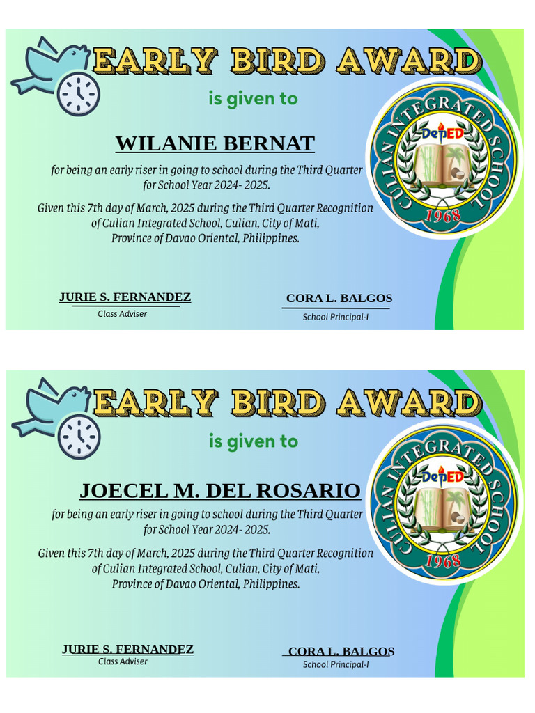Early Bird Award 3rd (3) | PDF