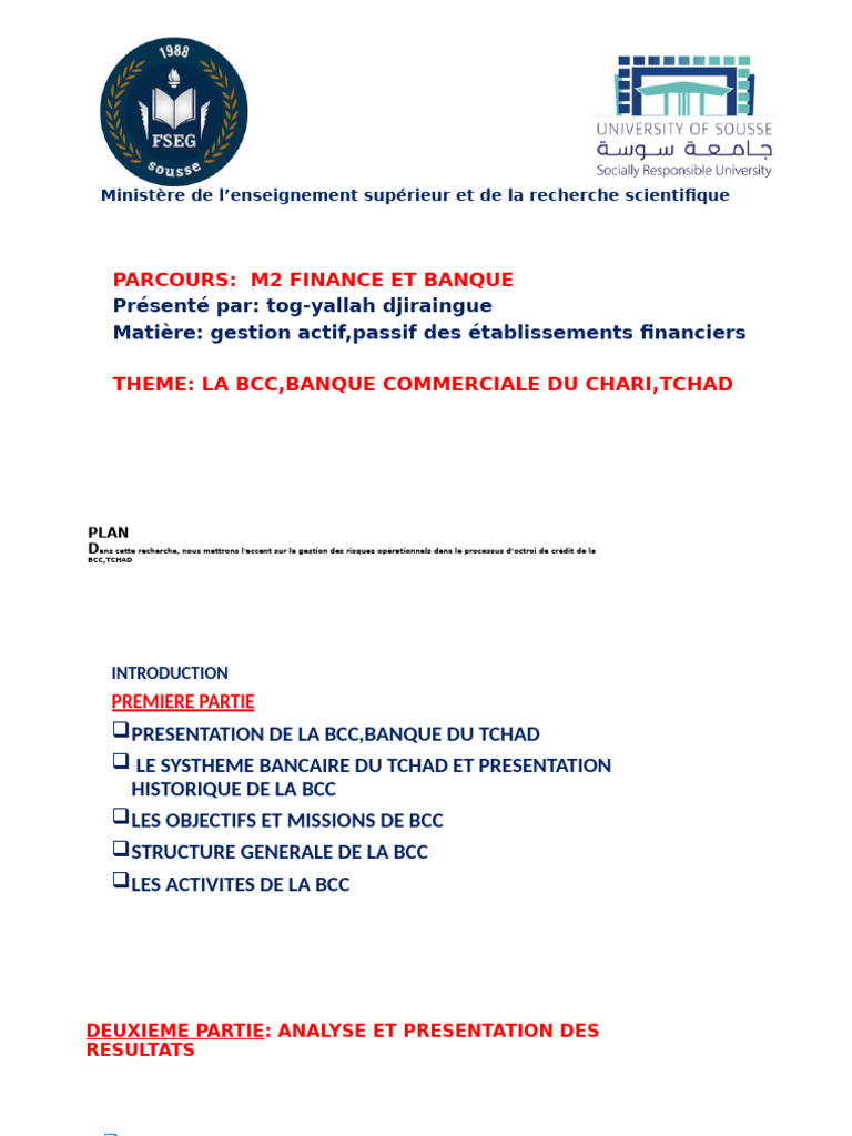 Presentation de BCC | PDF | Risque opérationnel | Banques
