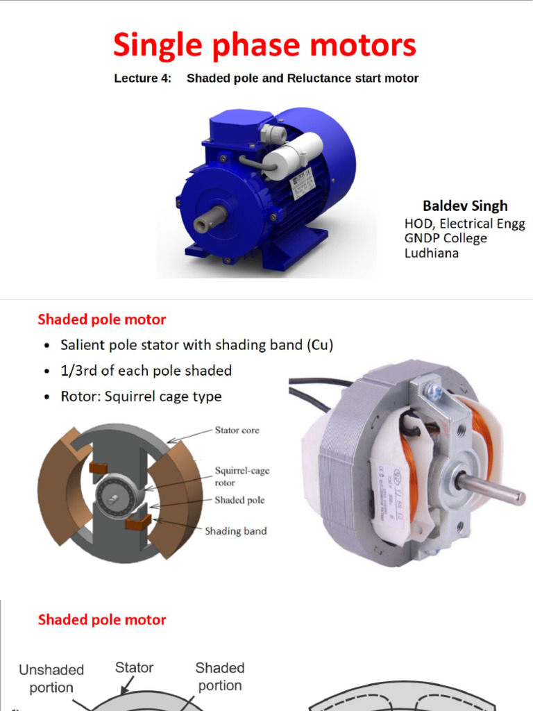 Lecture 04 - Shaded Pole and Reluctance Start Motor | PDF