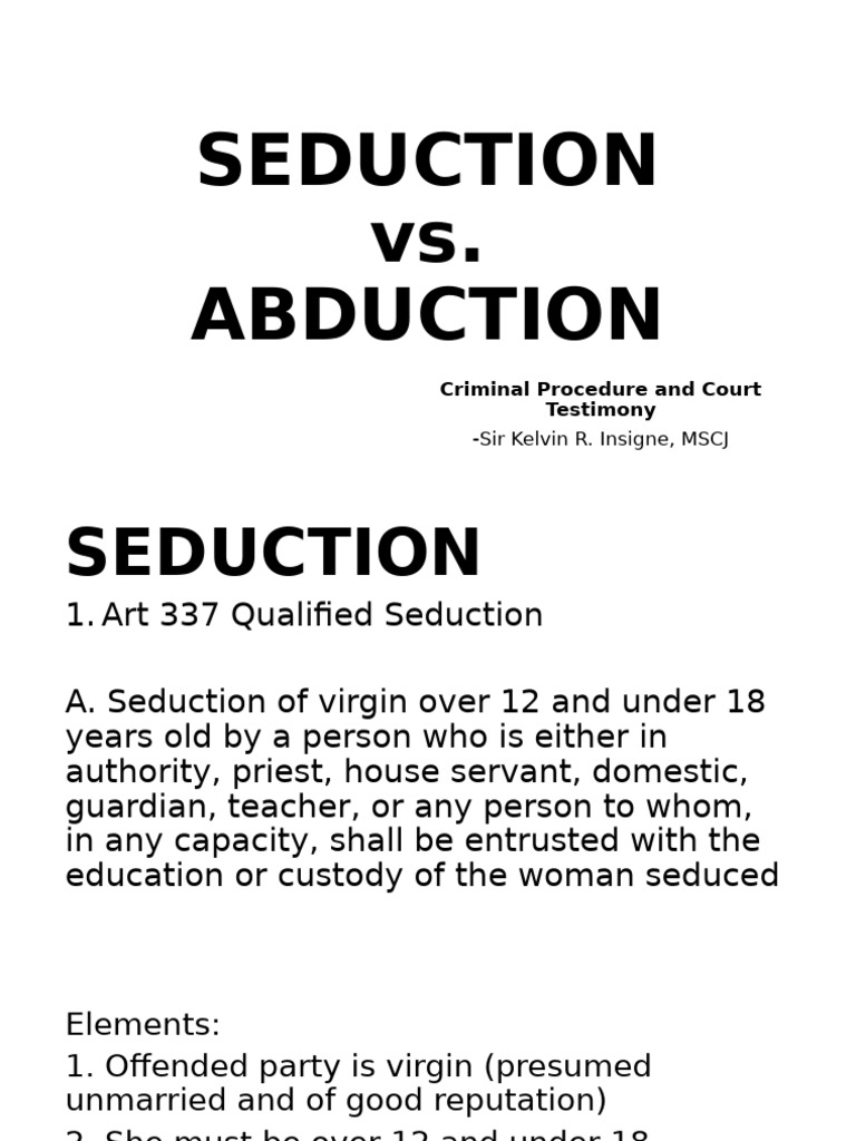 Seduction and Abduction in Criminal Law | PDF