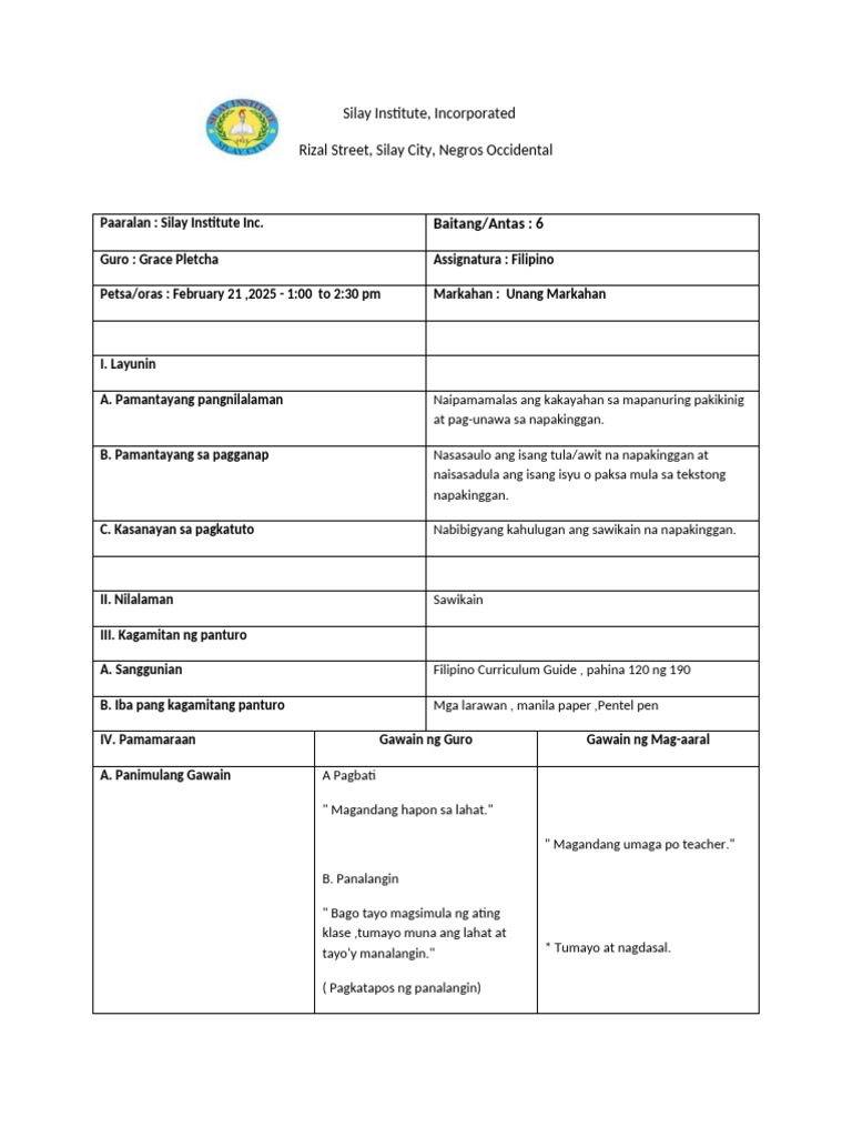 Detailed Lesson Plan inpilipinot-WPS Office | PDF