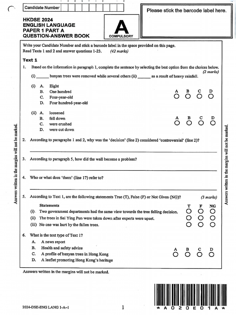2024 Paper 1 Part A QAB | PDF
