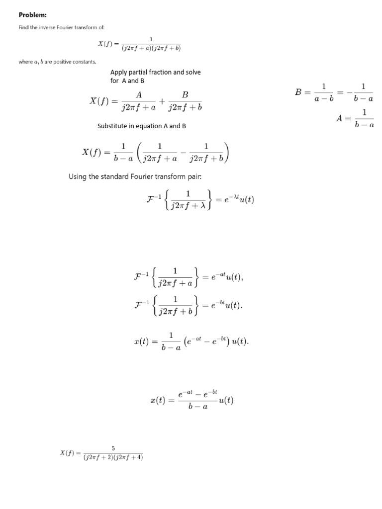 Problems On Inverse Fourier Transformation | PDF