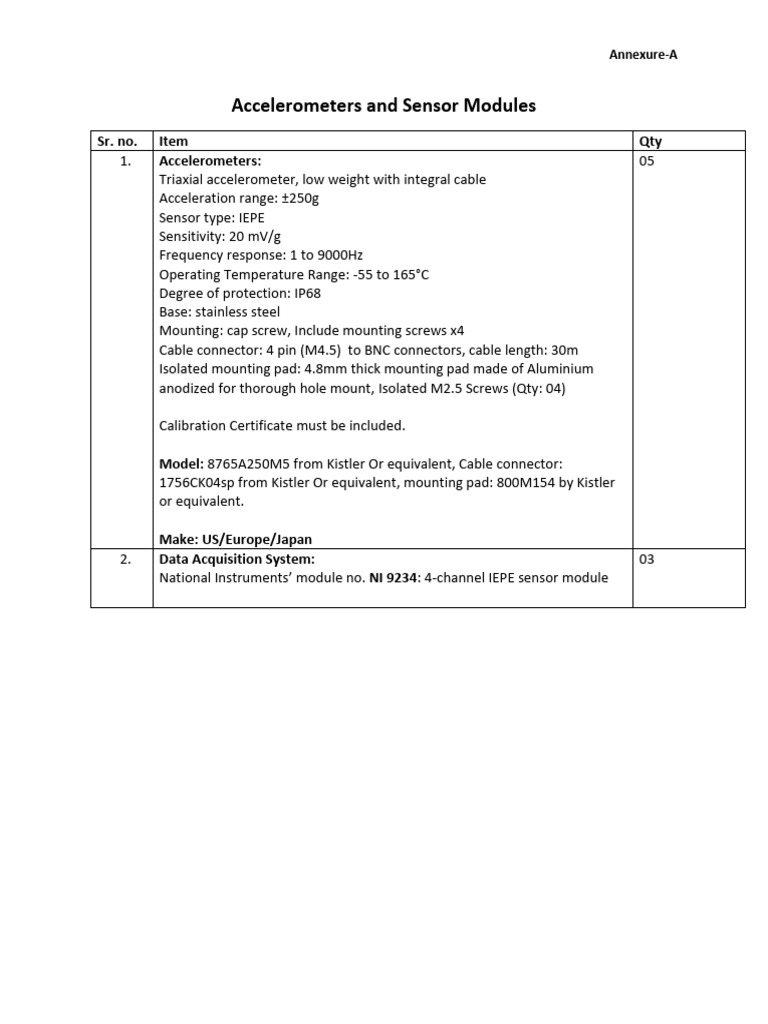250g Accelerometers Specs-1 | PDF