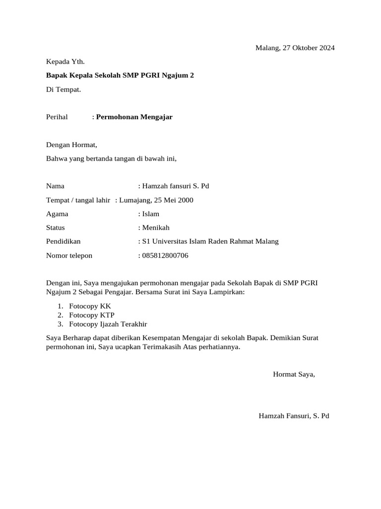 Surat permohonan | PDF