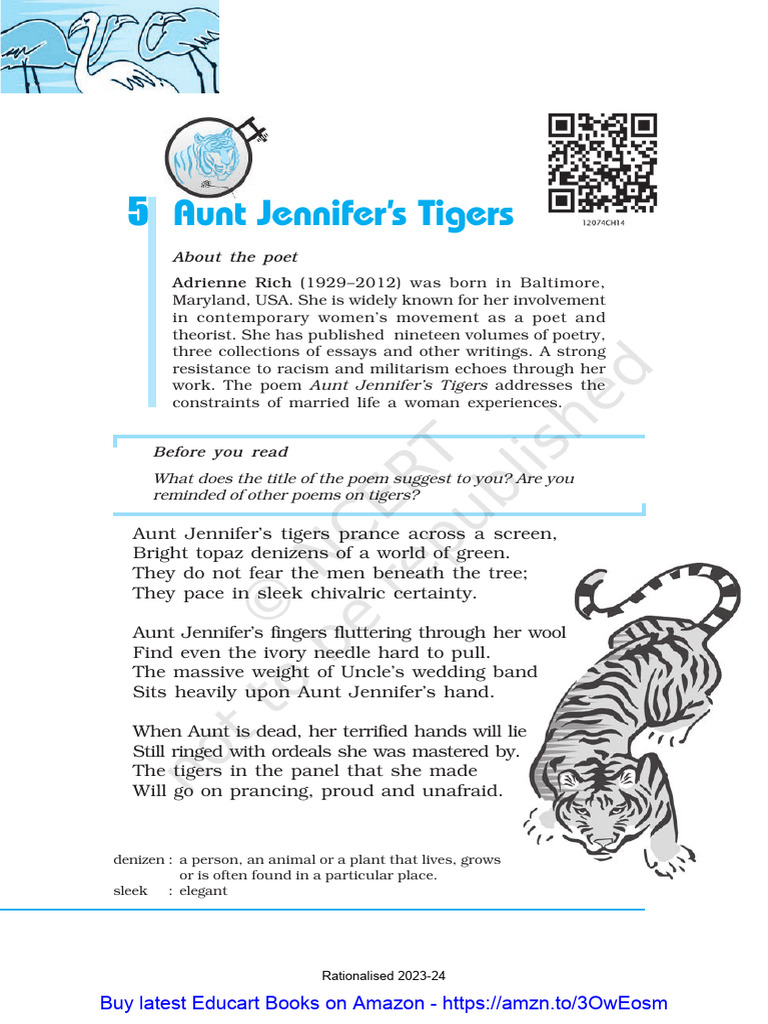 Poem-5 Aunt Jennifer’s Tigers | PDF | Poetry