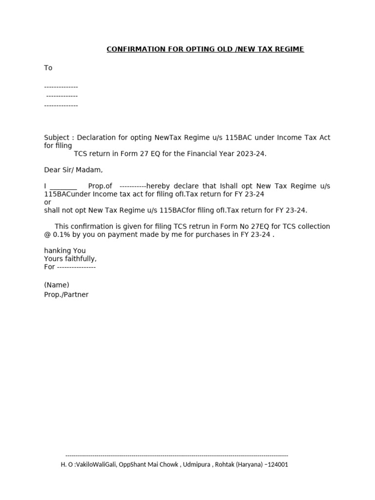 Letter For 115BAC Confimation | PDF