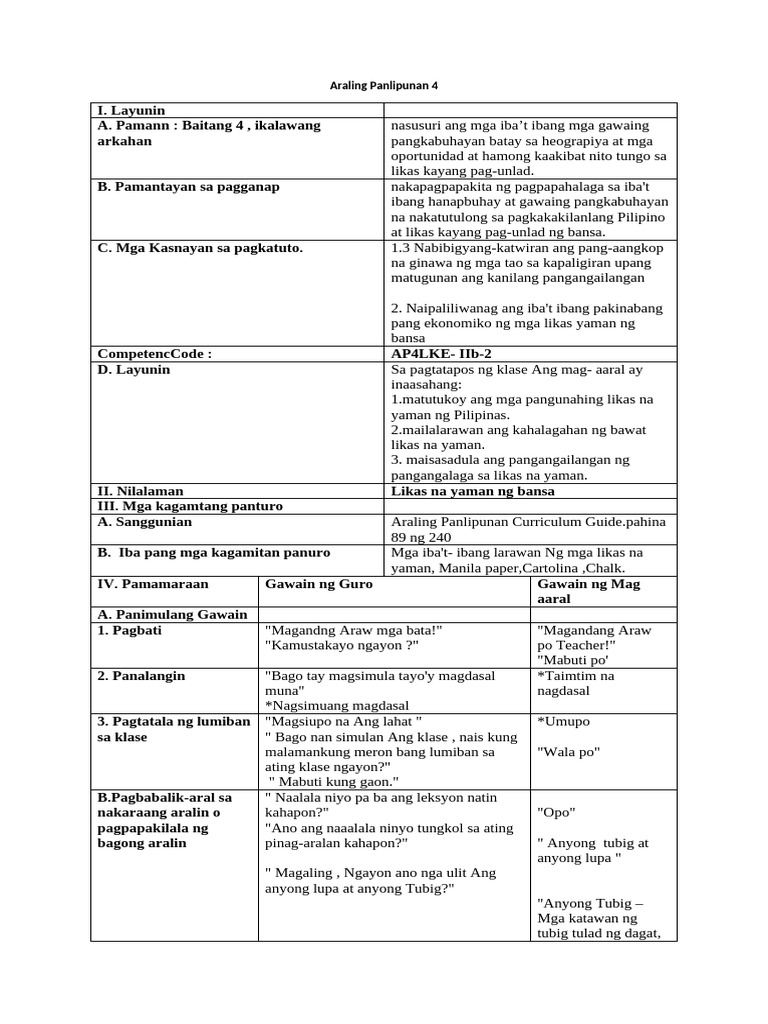 Banghay Aralin Sa Filipino | PDF