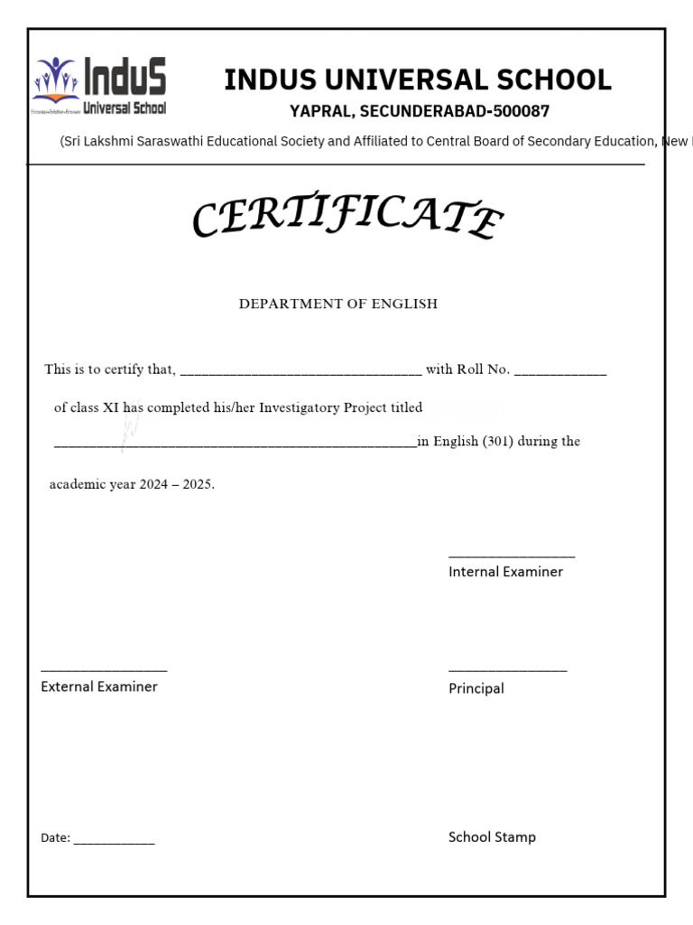 Class 11 Physics Inv - Project Certificate. PDF | PDF