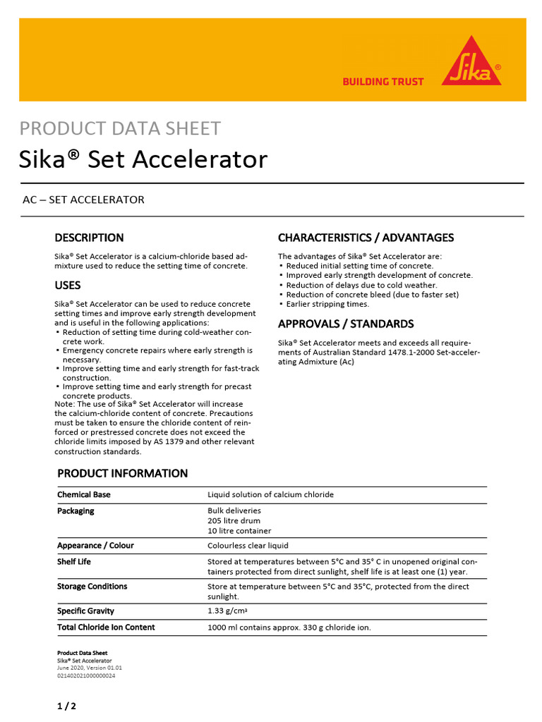 sika_set_accelerator | PDF | Concrete | Materials