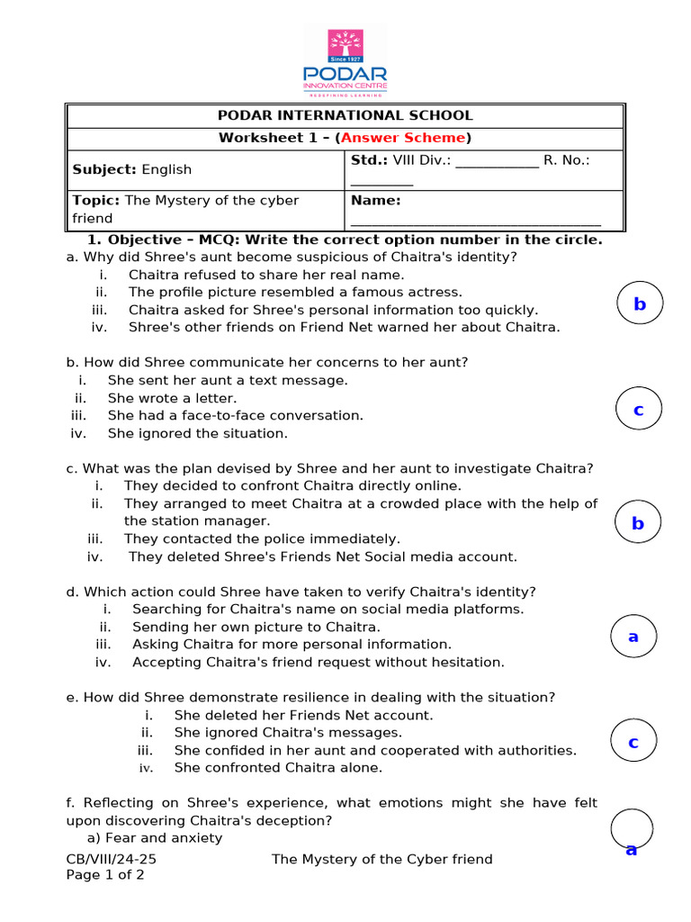 AS - WS1 - CB - VIII - Eng - The Mystery of The Cyber Friend | PDF
