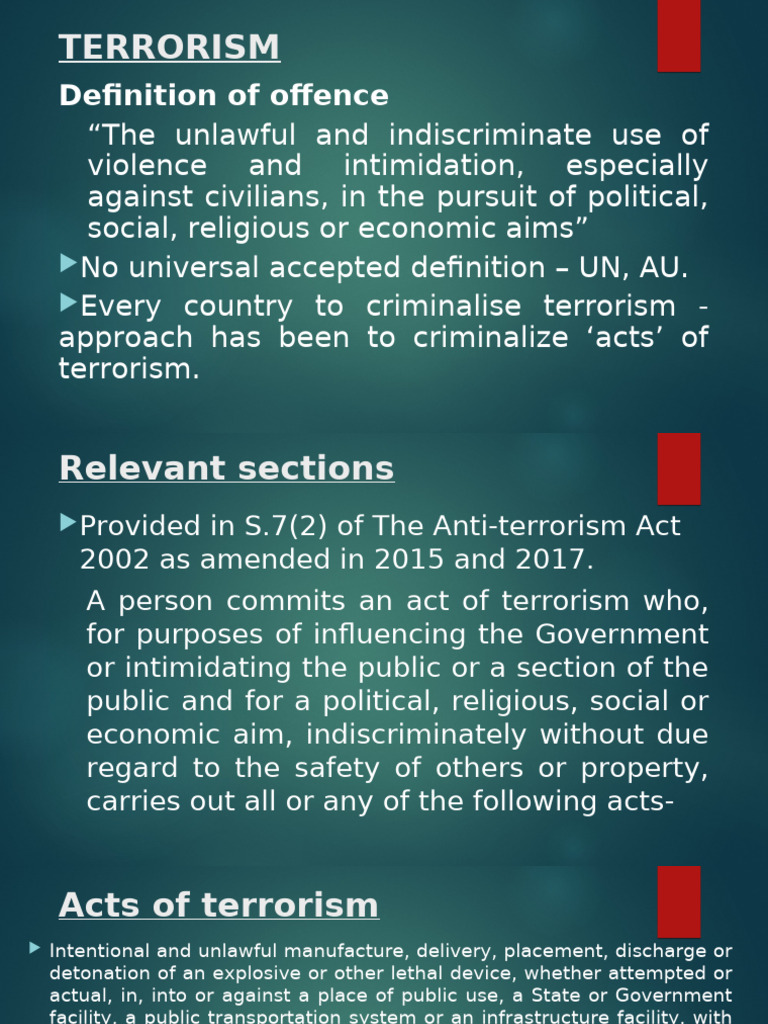 Offences Against The State Terrorism | PDF | Crimes | Crime & Violence