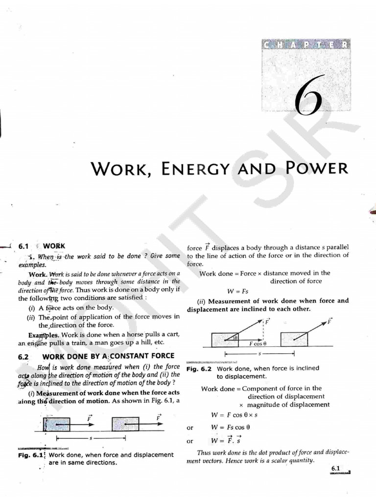 Chapter 6 - Work, Energy, and Power | PDF