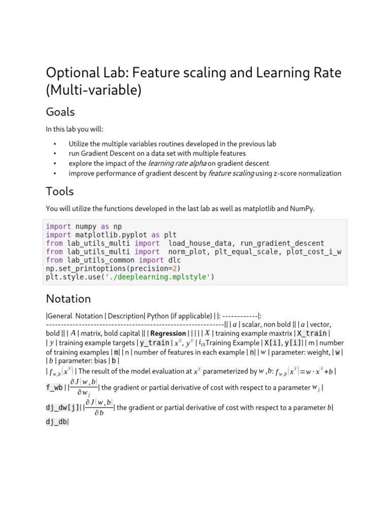 Vertopal.com C1 W2 Lab03 Feature Scaling and Learning Rate Soln | PDF | Standard Deviation ...