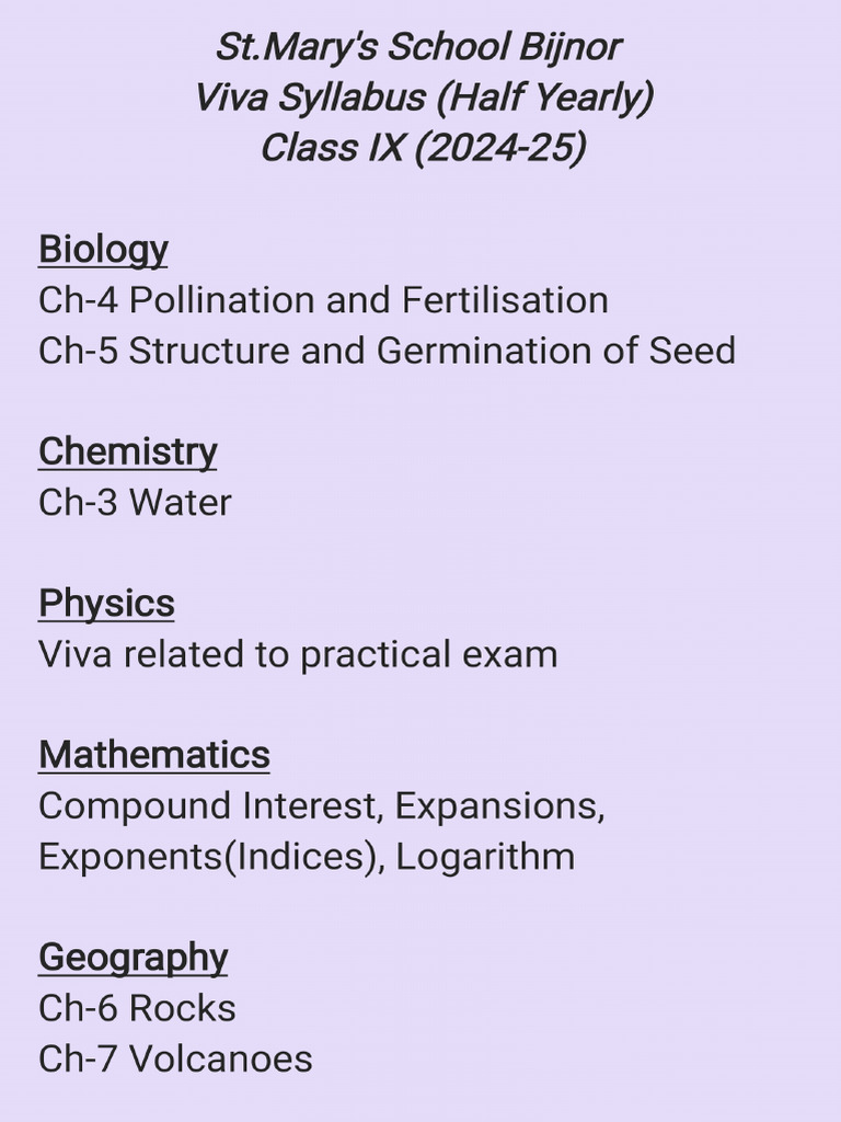 IX Viva Syllabus (HY) | PDF