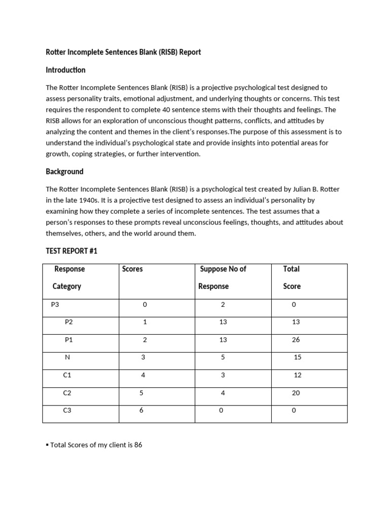RISB Projective Test Overview | PDF | Social Psychology | Cognition