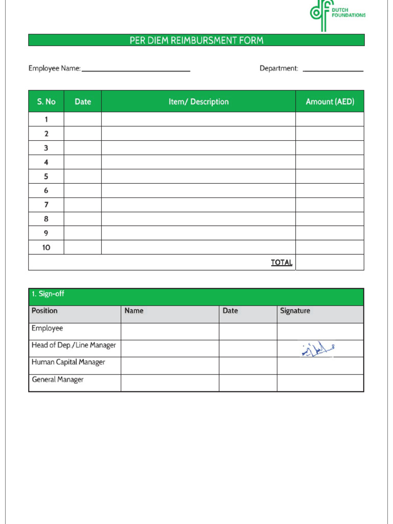 7 - Hcm-Per Diem Reimbursment Form-1 | PDF