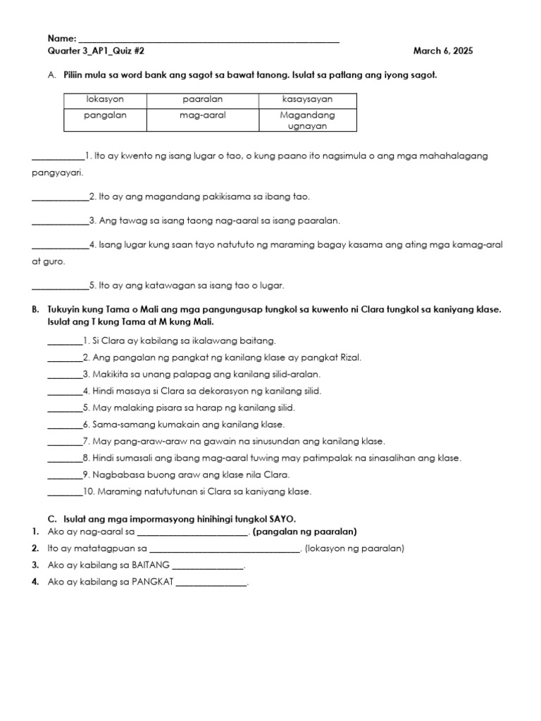 AP1_Q3_Quiz#2_March 6, 2025_Asynchronous activity | PDF