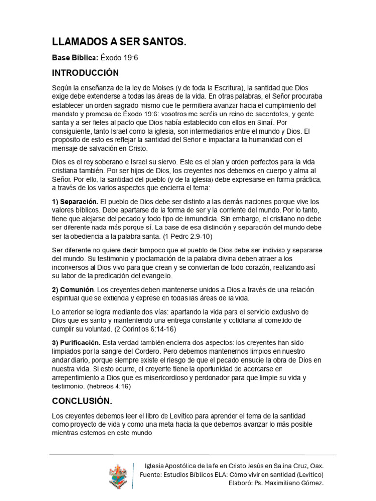 Llamados A Ser Santos | PDF | Santo | Biblia
