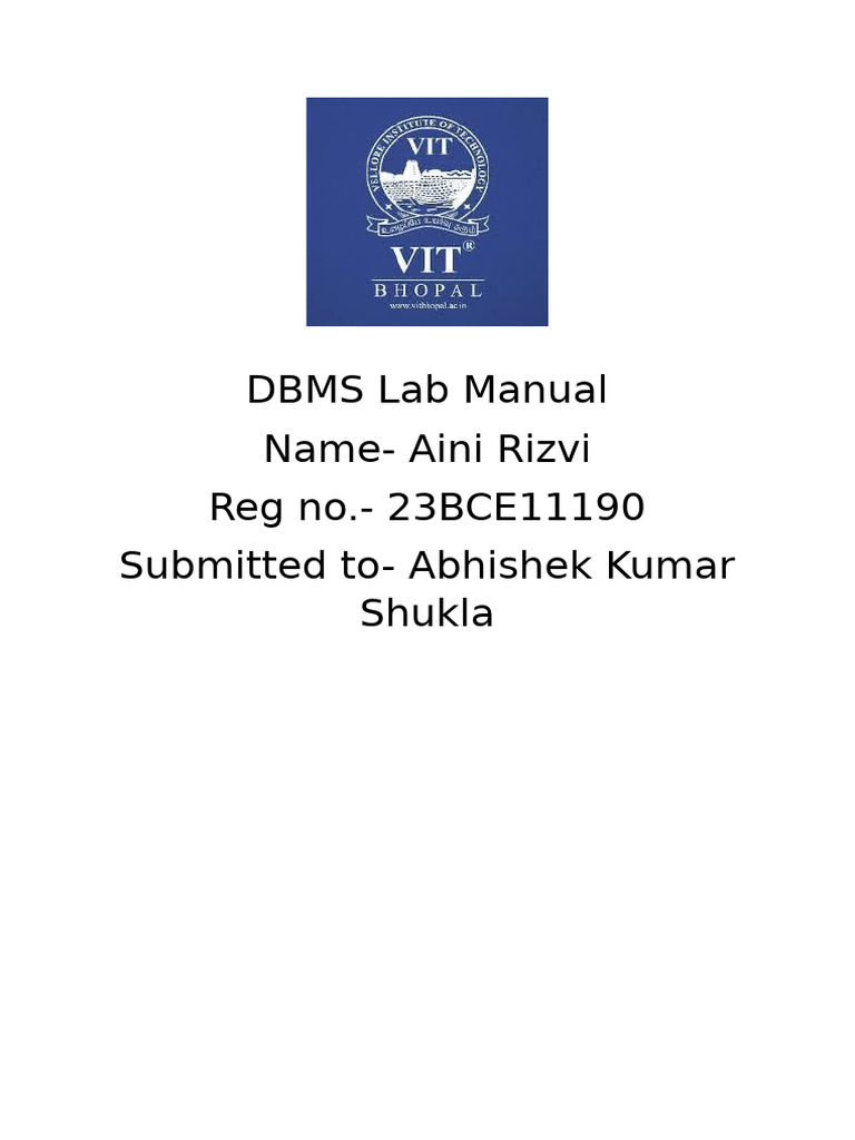 DBMS Lab Manual | PDF