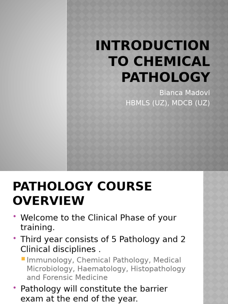 Introduction To Chemical Pathology BM | PDF | Pathology | Reference Range