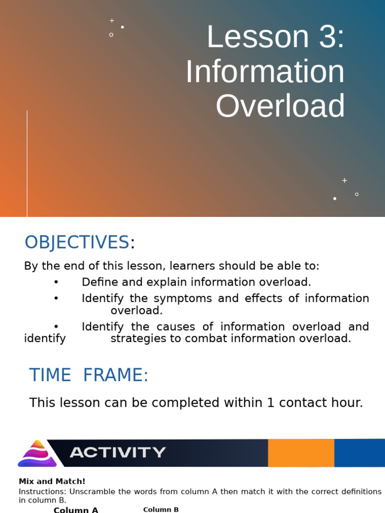 Mts13 - Chapter4 - Lesson 3 - Information Overload | PDF | Decision Making | Information