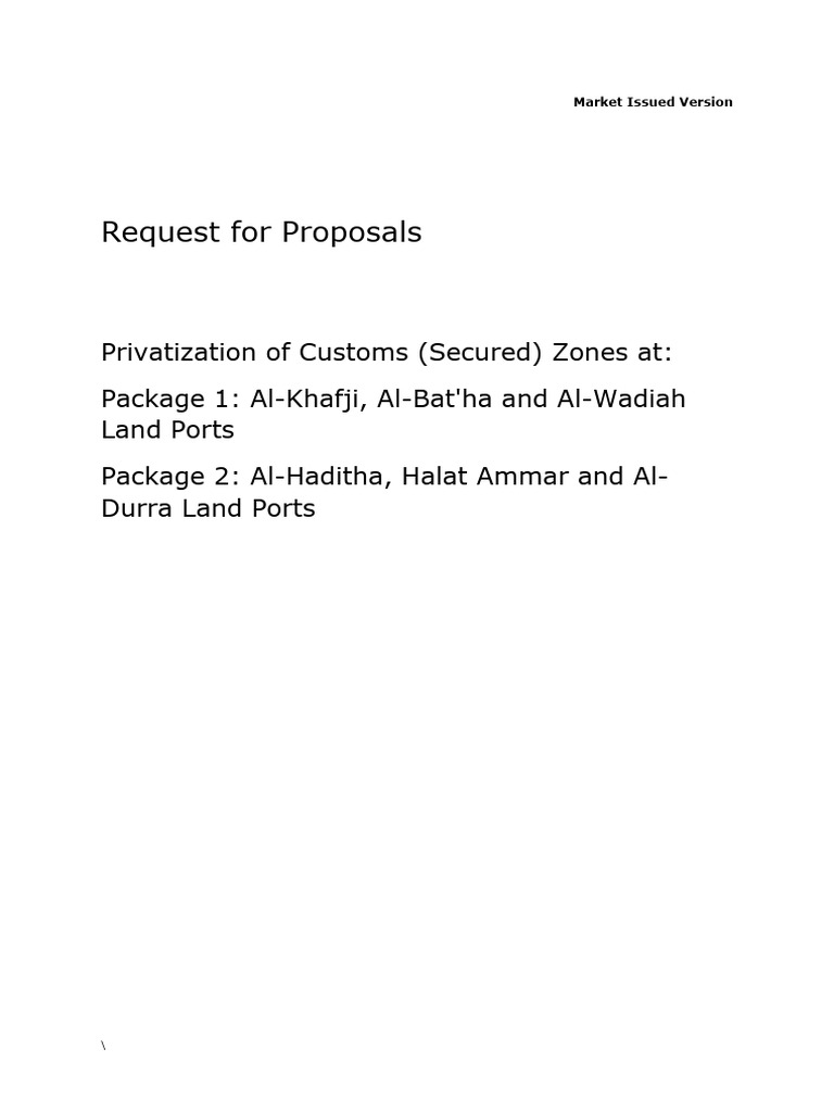 ZATCA - Customs Zones - RFP Volume I - Request For Proposals | PDF | Request For Proposal ...