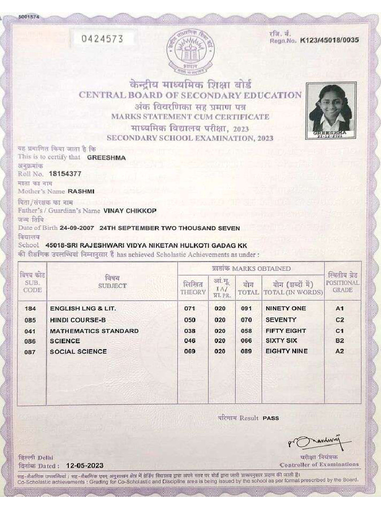 Class X Certificate | PDF