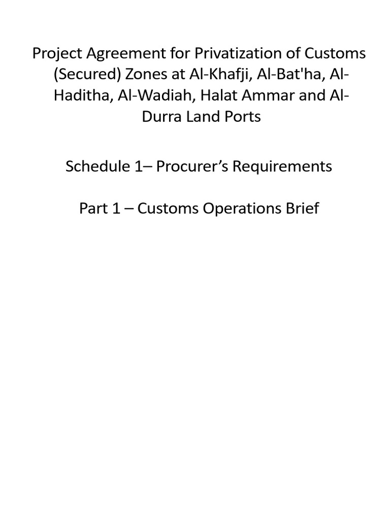 Schedule 1 - Part 1 Customs Operations Brief - Issued 251122 | PDF ...
