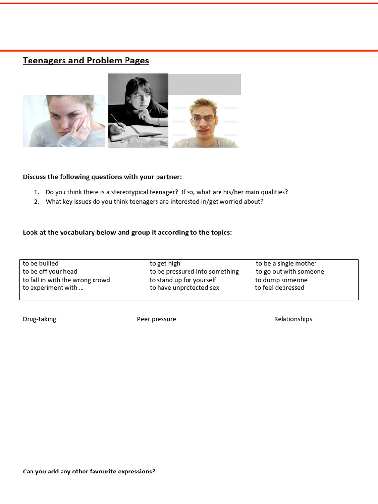 3.3A Teenage Problem Page | PDF | Adolescence | Letter Case