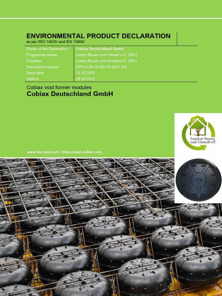 Cobiax EPD SL 10 2018 en | PDF | Life Cycle Assessment | Concrete