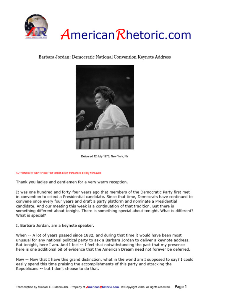 Jordan's 1976 DNC Keynote Address | PDF