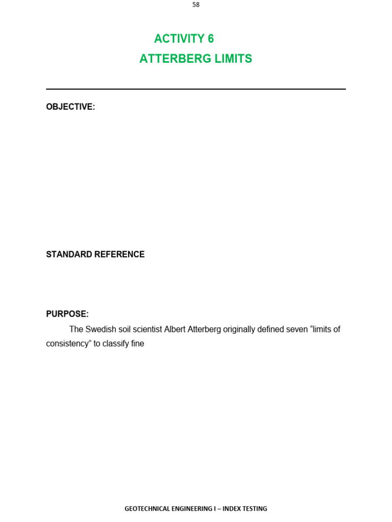 ACTIVITY 6 Atterberg Limits | PDF | Civil Engineering | Soil Science