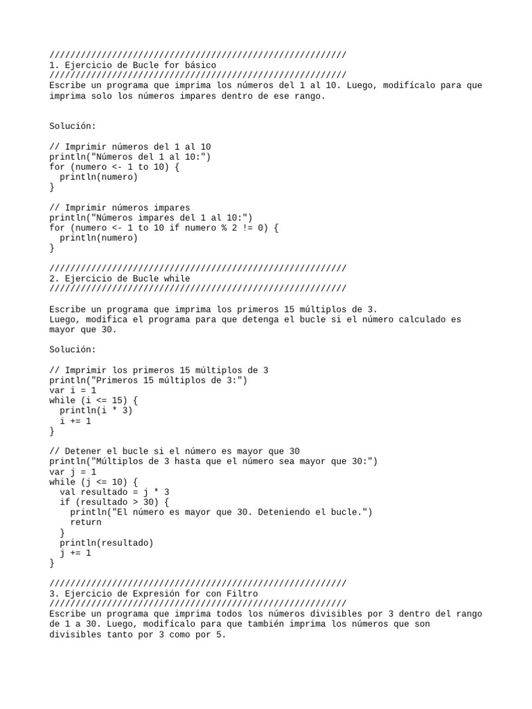 Ejercicios Bucles y Condicionales Soluciones | PDF | Programación de ...