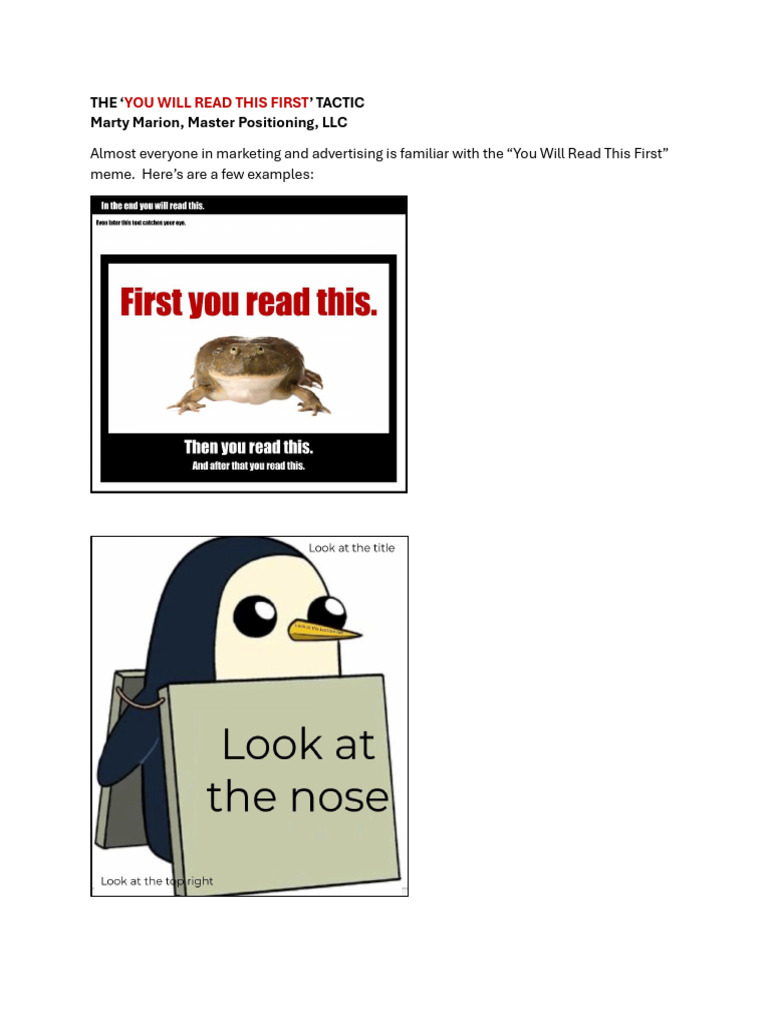 YOU WILL READ THIS FIRST | PDF | Heuristic | Human Communication