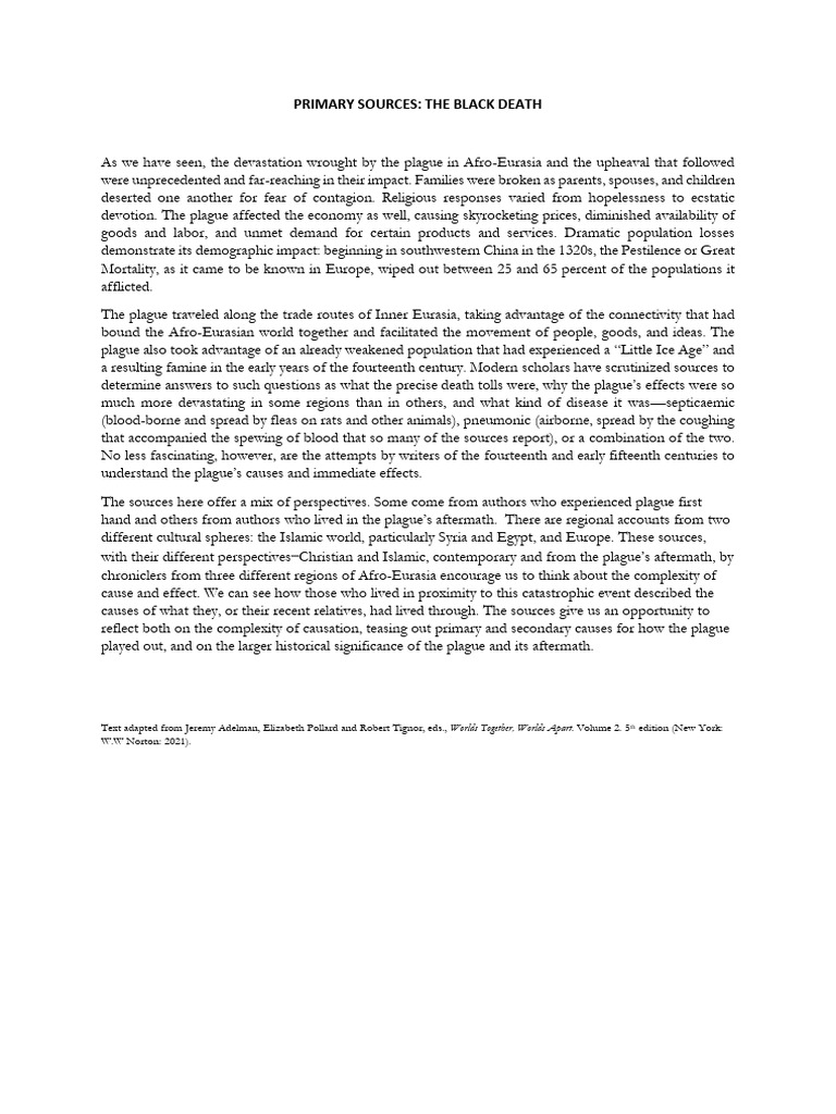 M2-T2-2 - Black Death Primary Sources | PDF | Black Death | Cairo